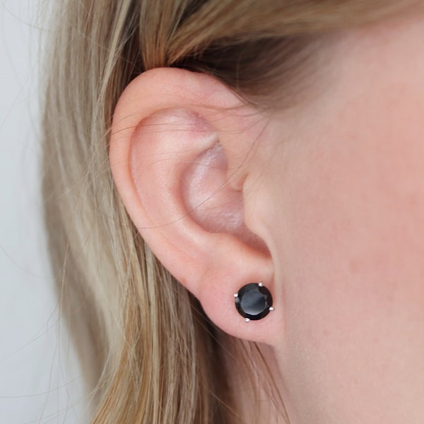 Black Stud Earrings - Etsy