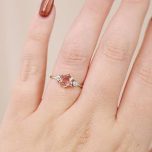 Sun & Moon Hexagon Trilogy Ring, Oregon Sunstone and Moonstone ...