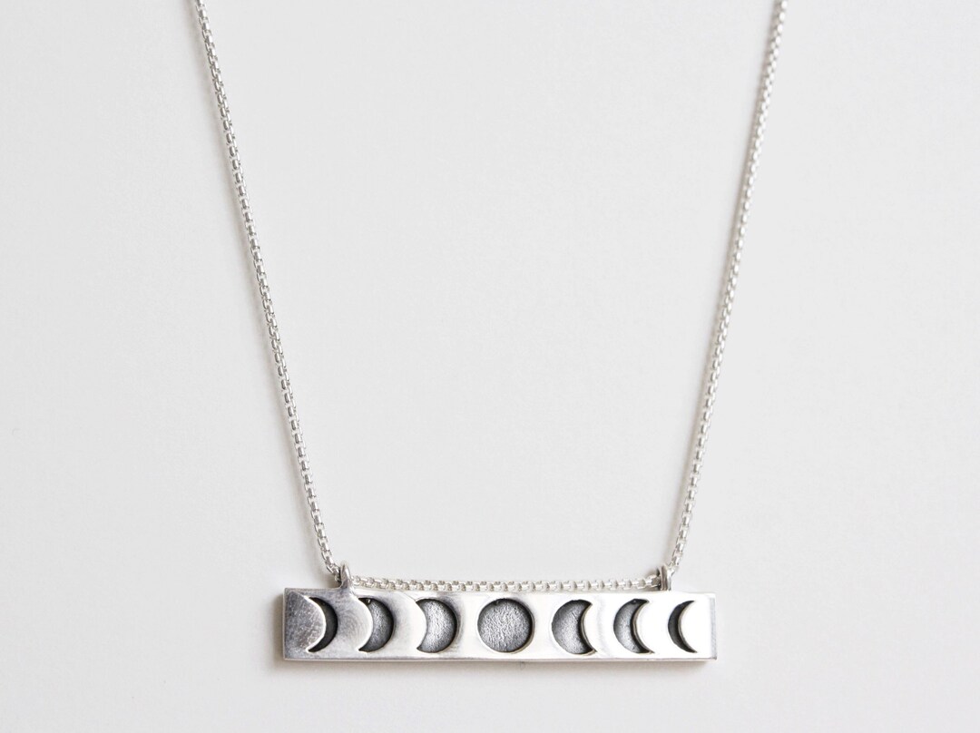 Moon Phase Necklace, Sterling Silver Moon Necklace, Crescent Moon ...