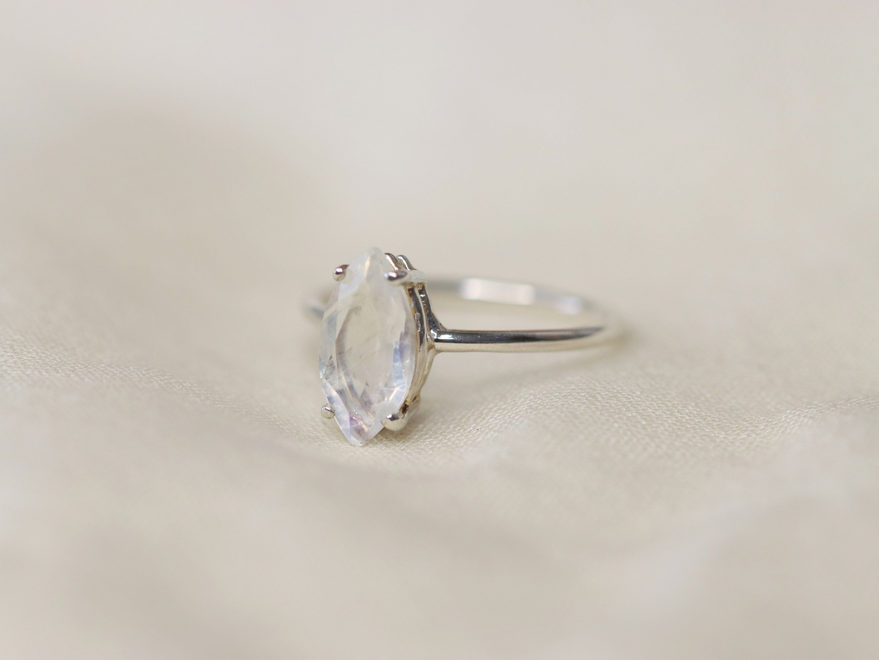 Faceted Moonstone Ring Moonstone Engagement Ring Rainbow - Etsy