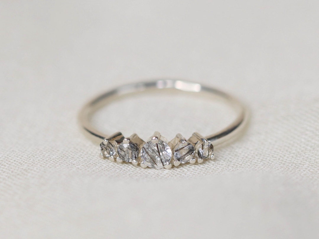 Artemis Ring With Tourmalinated Quartz, Black Rutilated Quartz Ring, 5 ...