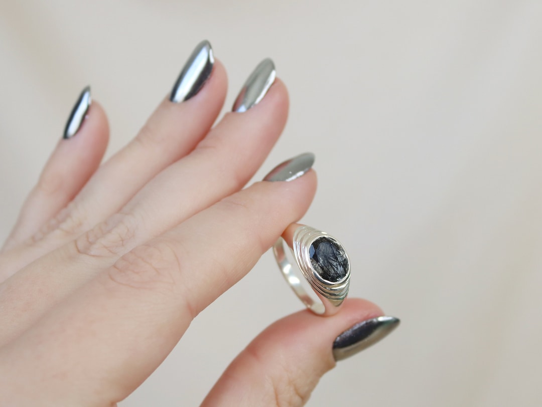 Pond Ring With Tourmalinated Quartz, Sculptural Signet Ring, Bezel Set ...