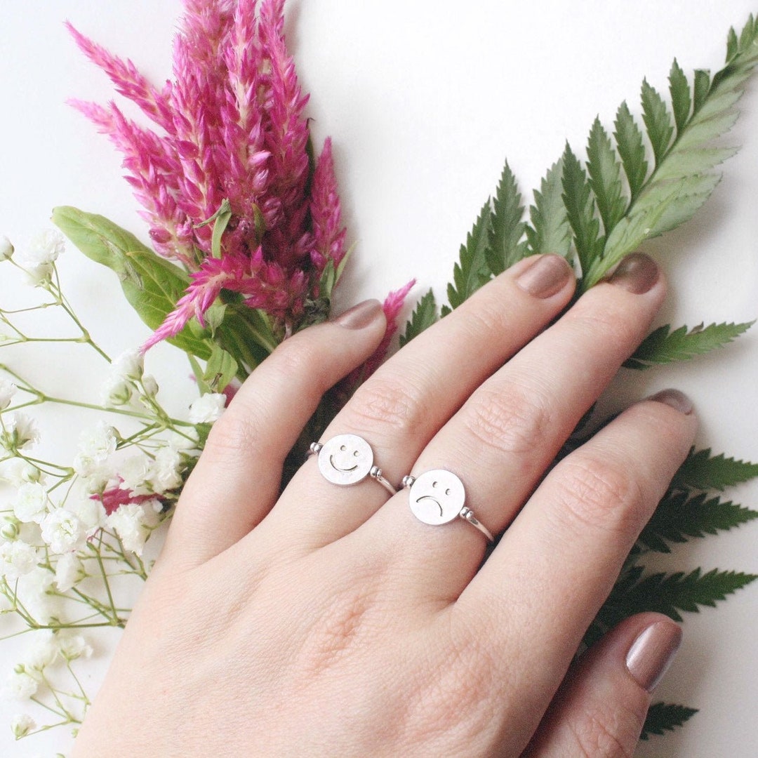 Mood Ring, Smiley Face Ring, Happy Face Ring, Flip Ring, Spinner Ring ...