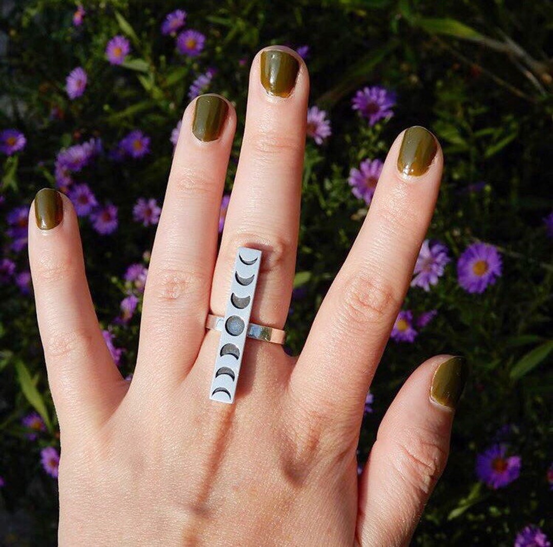 Moon Phase Ring Sterling Silver Moon Ring Crescent Moon - Etsy