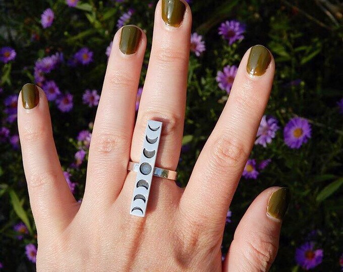 Moon Phase Ring Sterling Silver Moon Ring Crescent Moon - Etsy