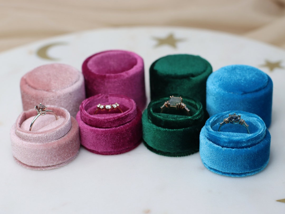 Velvet Ring Box, Round Two-piece Velvet Ring Box, Presentation Box ...