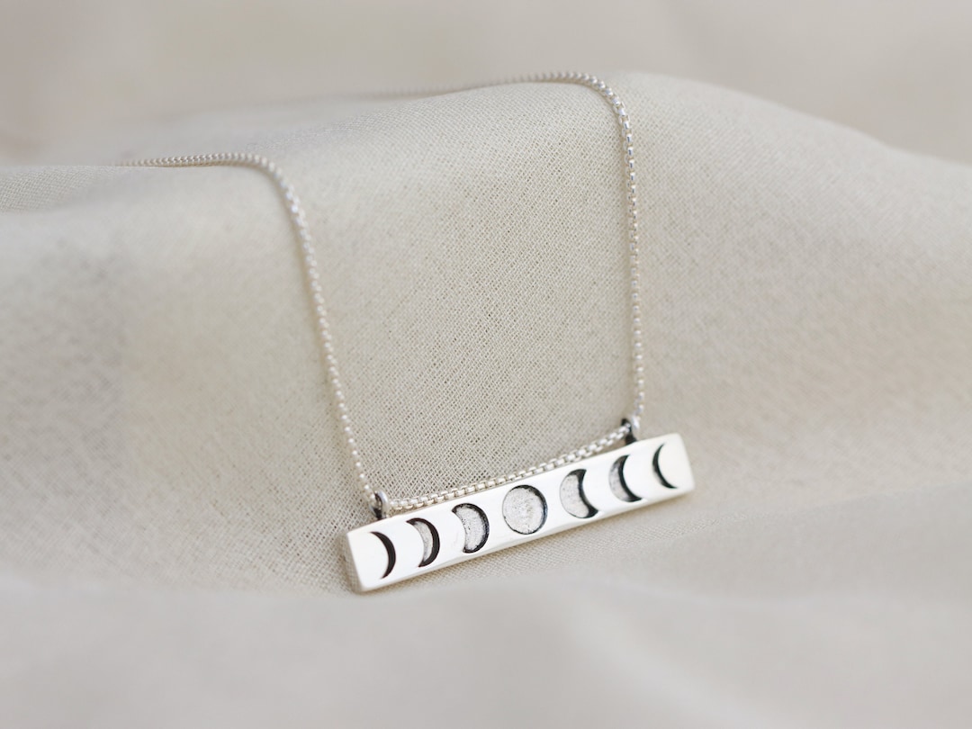Moon Phase Necklace, Sterling Silver Moon Necklace, Crescent Moon ...