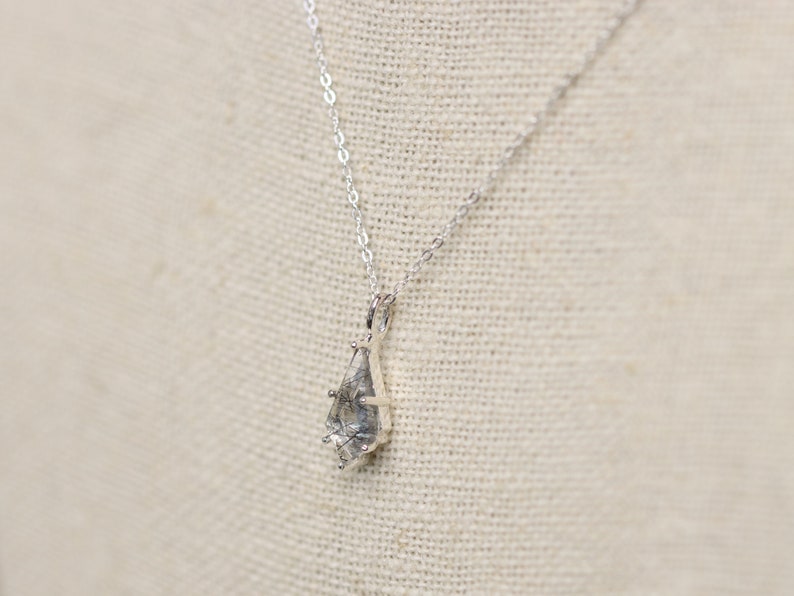 12x7 Tourmalinated Quartz Kite Pendant Necklace, Kite Shaped Black ...