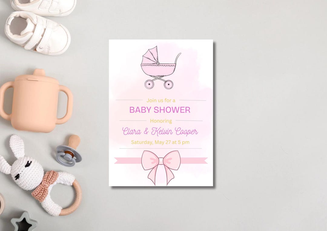 Pink Baby Shower Invitation - Etsy