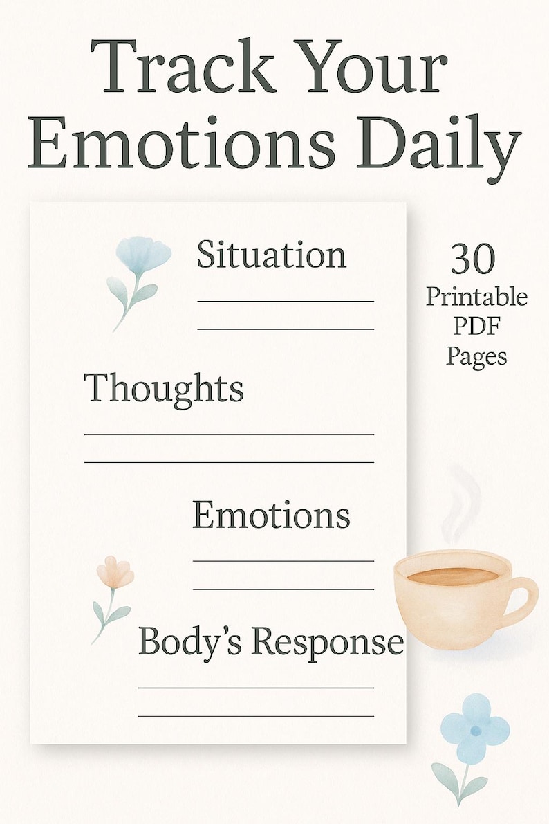 30-day Emotion Tracker Printable – Pastel Self-reflection Journal ...