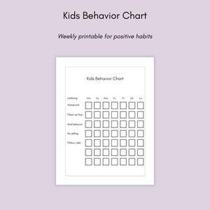 Kids Behavior Chart Printable Weekly Behavior Tracker - Etsy