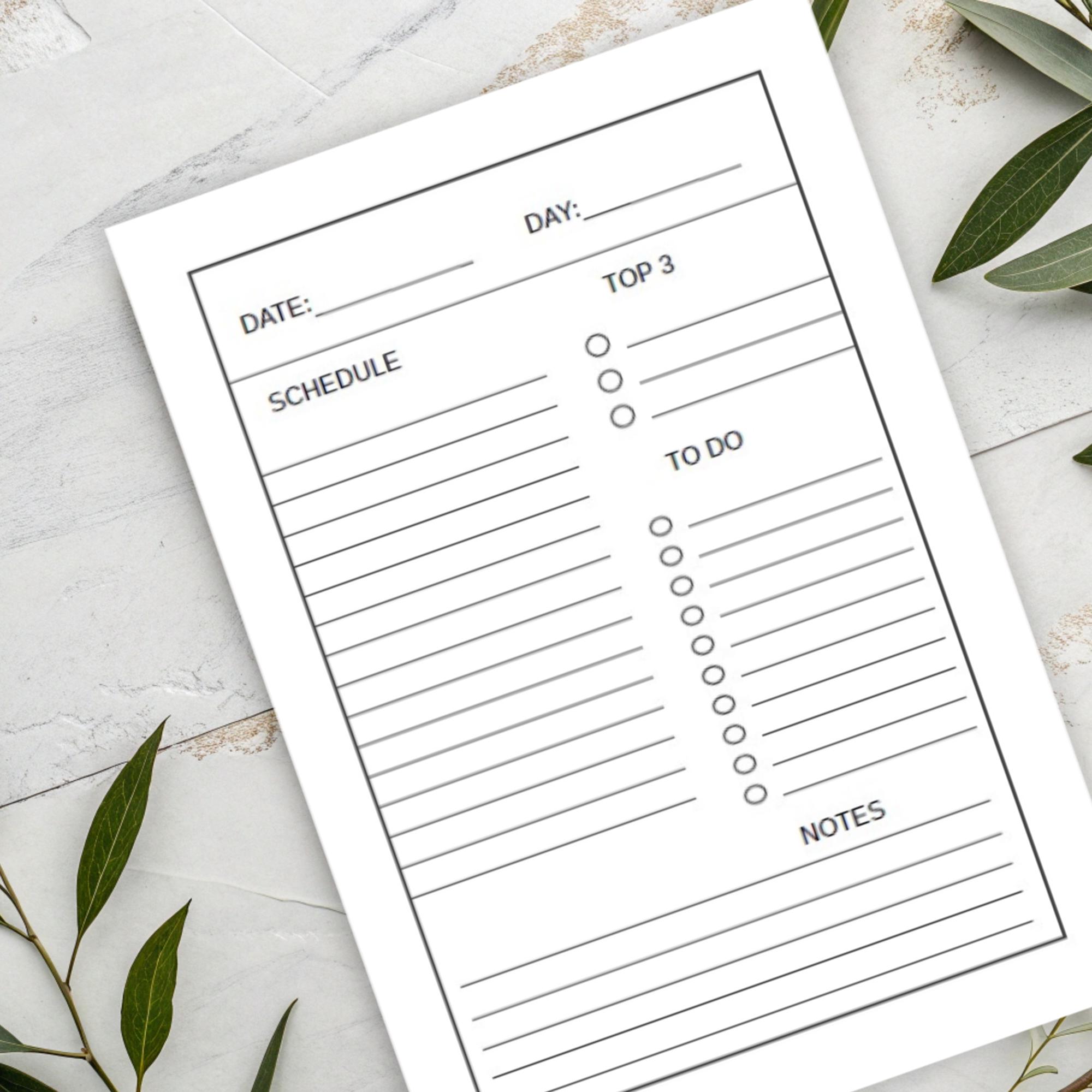Minimal Daily Planner Printable Two Page Daily Schedule A4 - Etsy