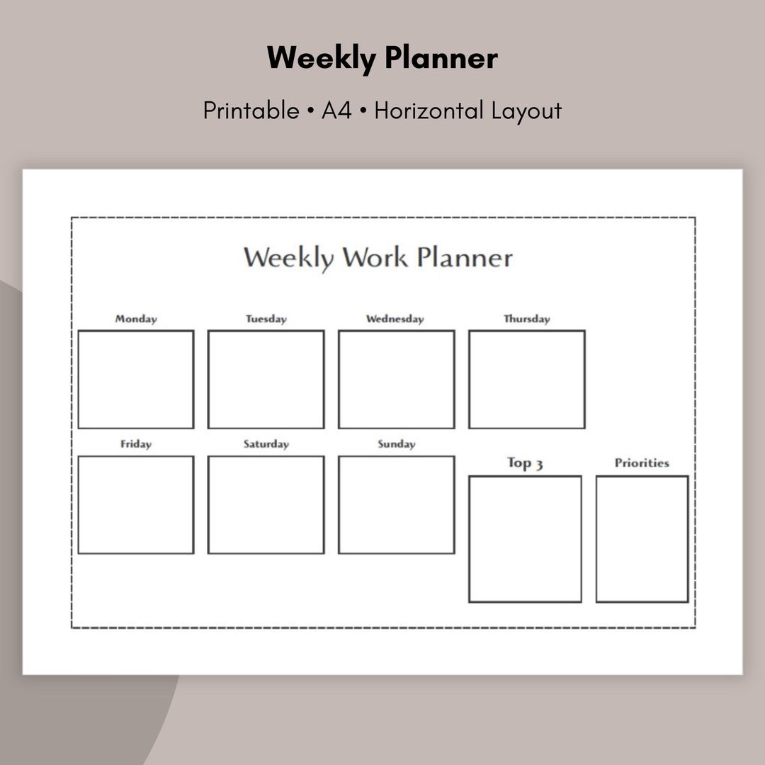 Printable Weekly Planner A4 Horizontal Minimalist Weekly Schedule - Etsy