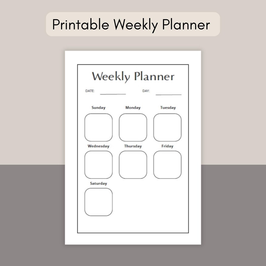 Weekly Planner Sunday Start One Page Printable Simple Weekly Schedule ...