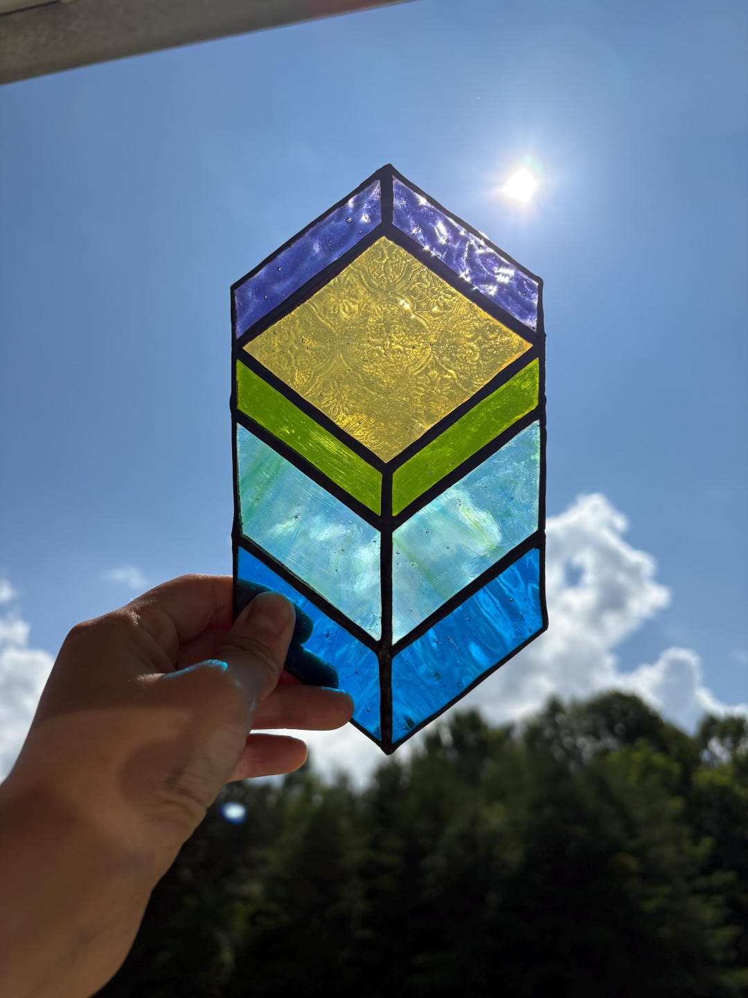 Geometric Stained Glass Panel - Etsy
