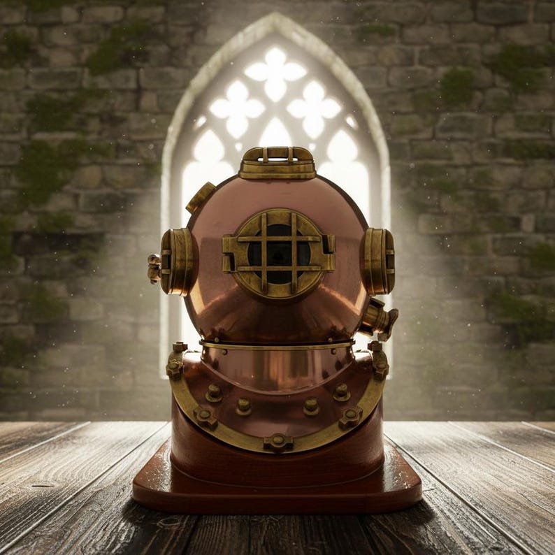 US Navy Mark V Diver Helmet Replica | Copper & Brass Deep Sea Helmet on ...
