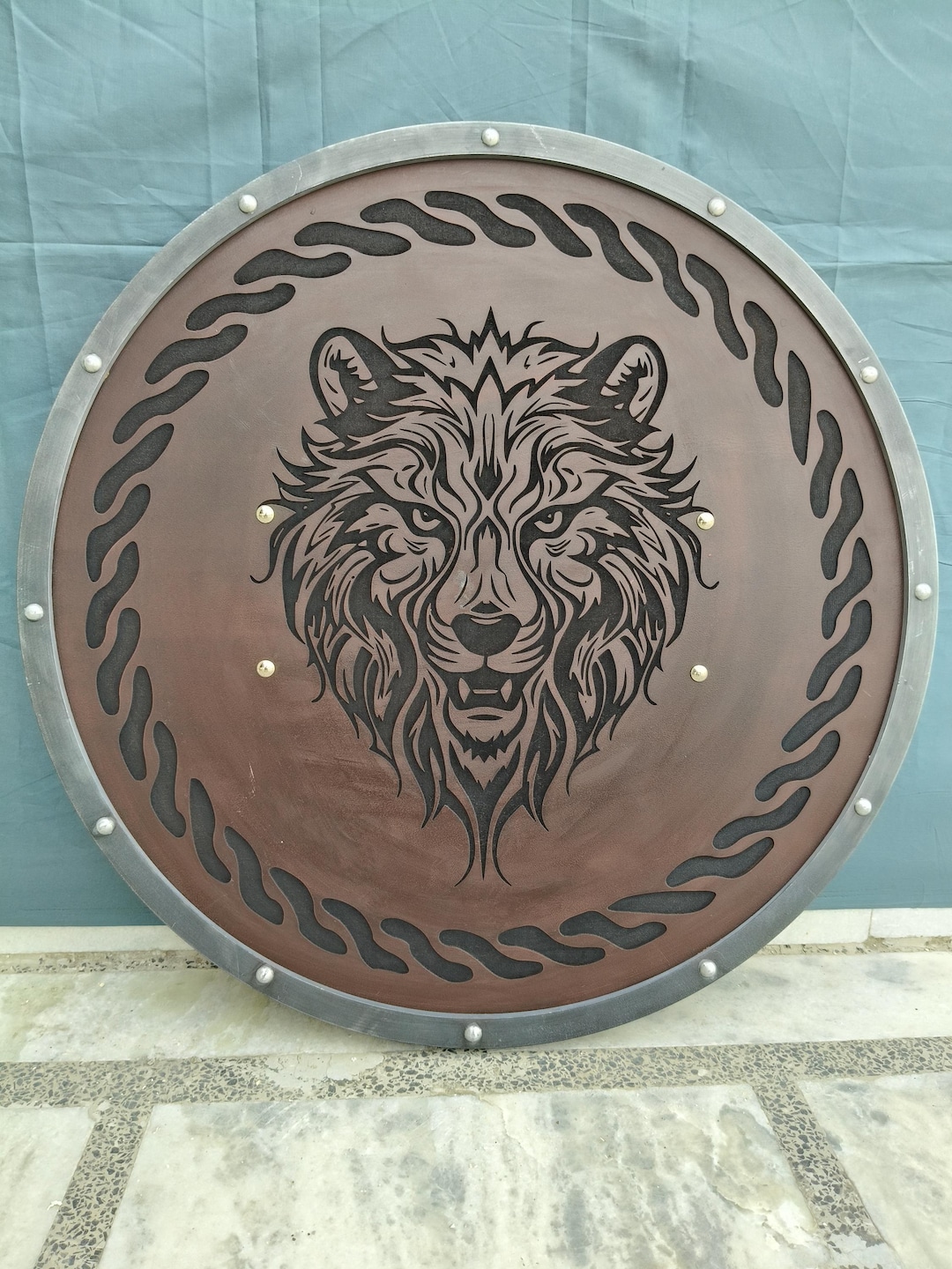 Medieval Viking Wolf Shield | Wolf Design Norse Round Shield for LARP ...