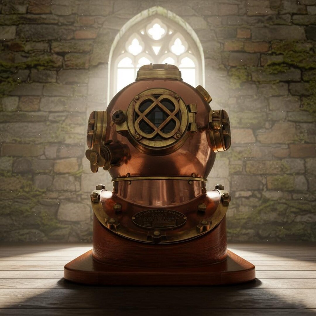 US Navy Mark V Diver Helmet Replica | Copper & Brass Deep Sea Helmet on ...