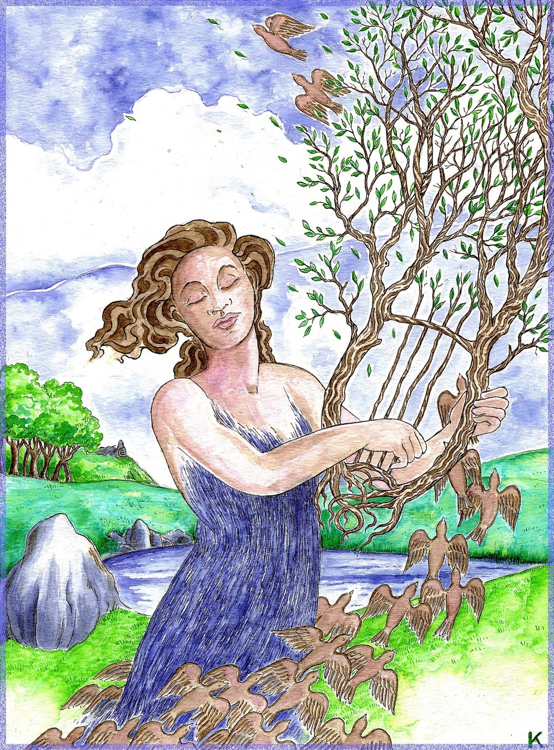 The Wild Harp Hand Made 5 X 7 Blank Card - Etsy