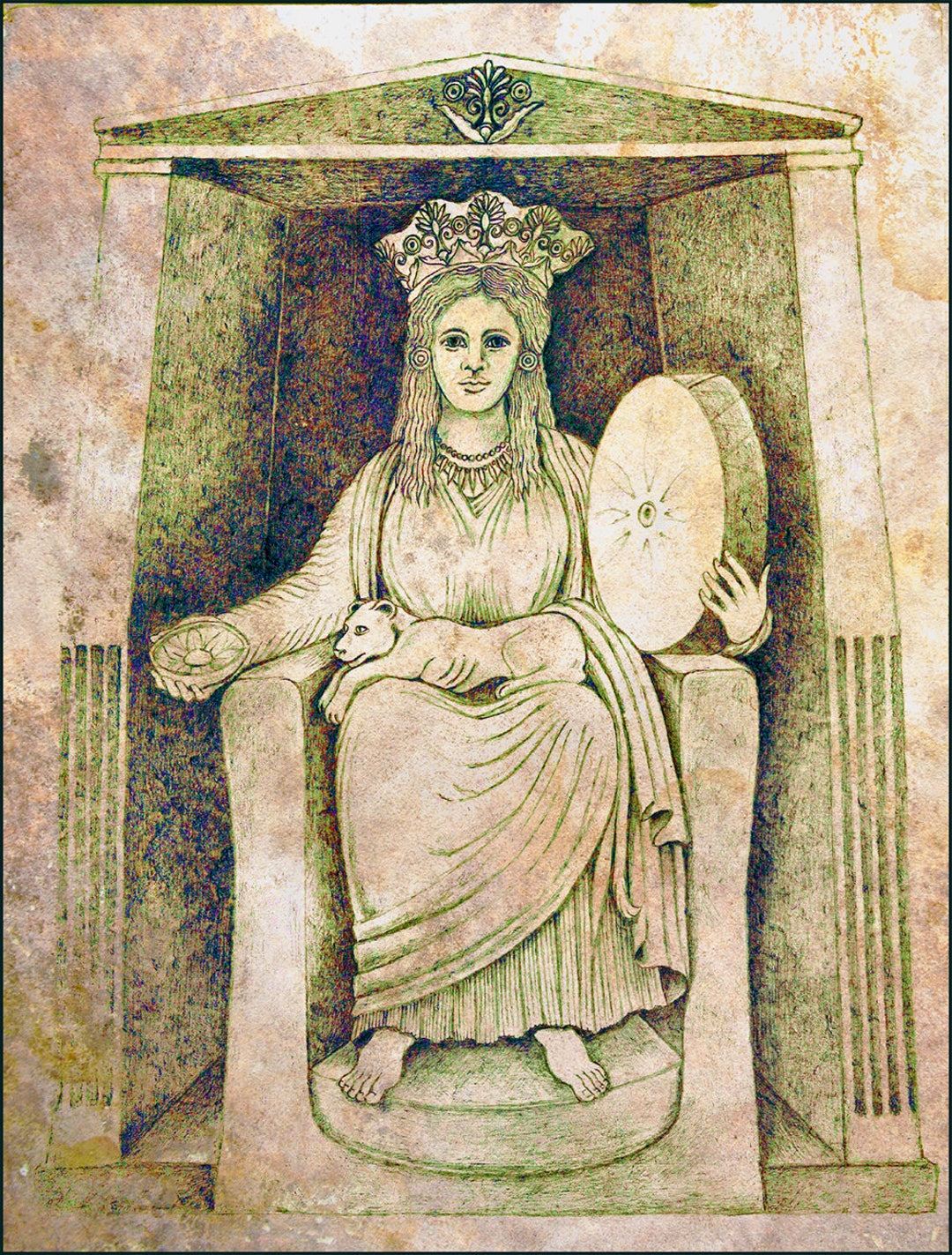 Cybele Great Mother Handmade Archival 5 X 7 Blank Card DESIGN NO. 95 - Etsy