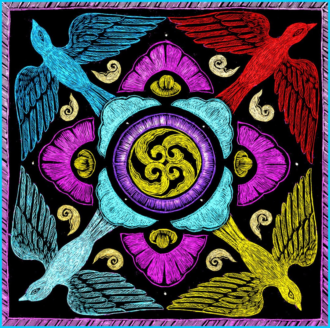 Mandala of the Four Winds, Archival Hand Made Blank 5 X 7 Card. DESIGN ...