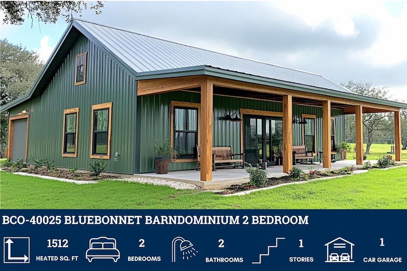 BCO-40025 Bluebonnet Barndominium House Plan - Etsy