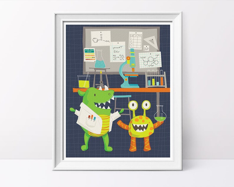 Monster Wall Art // Science Decor // Science Baby // Chemistry Art ...