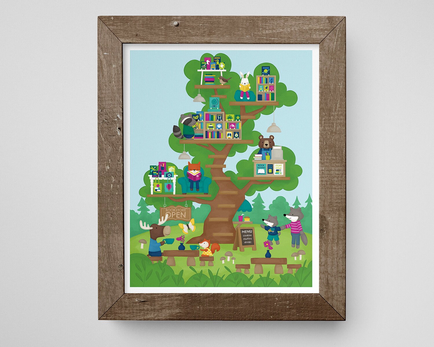 Treehouse Print // Woodland Treehouse Art Print // Kids - Etsy