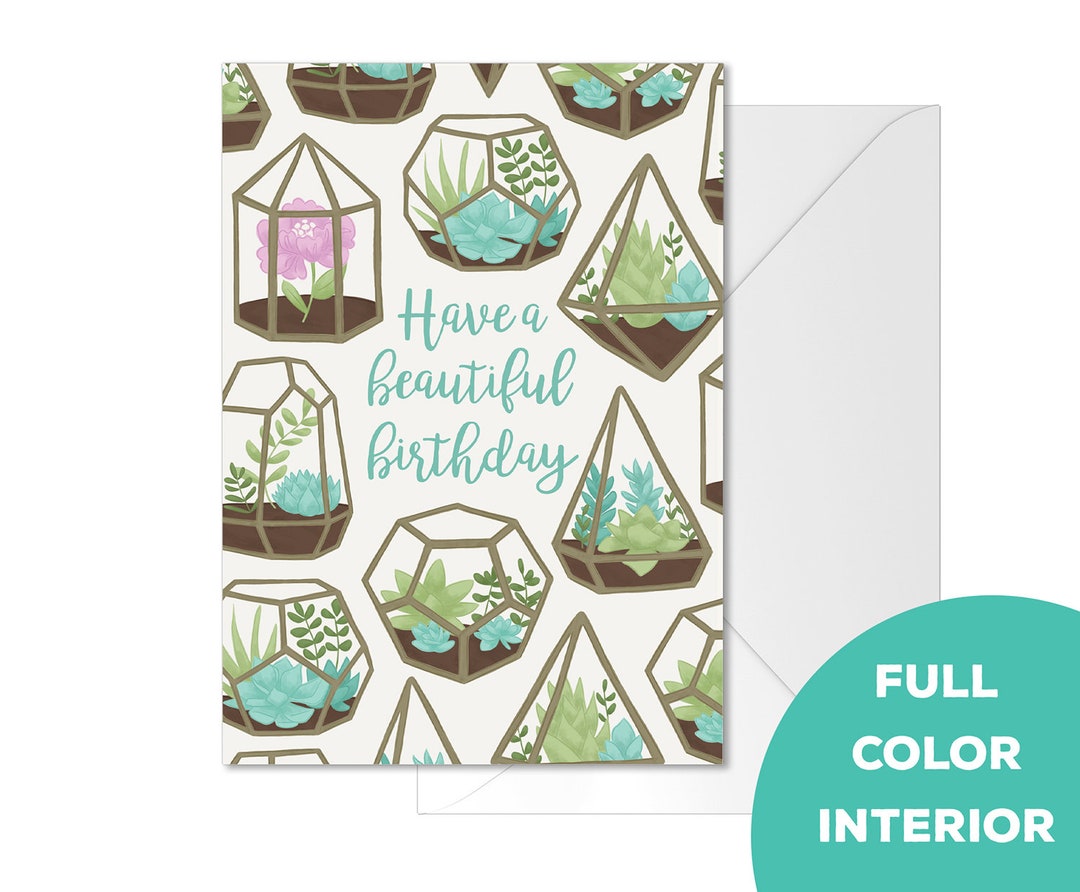 Terrarium Birthday Card // Happy Birthday Card // Birthday Card for Her ...
