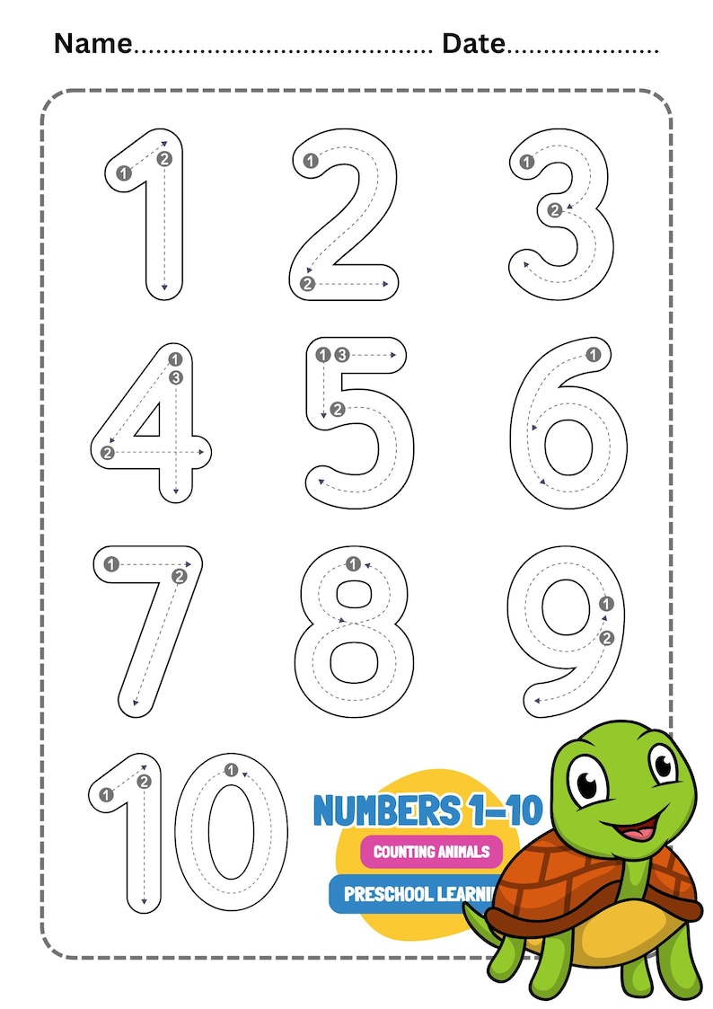Underwater Numbers 1–10 Tracing Worksheets Preschool Counting Printable ...