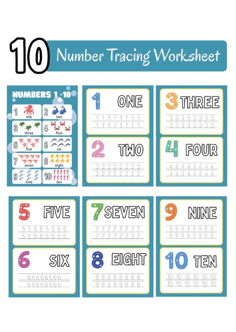 Number Tracing Worksheets 1–10 Printable Counting & Writing Practice ...