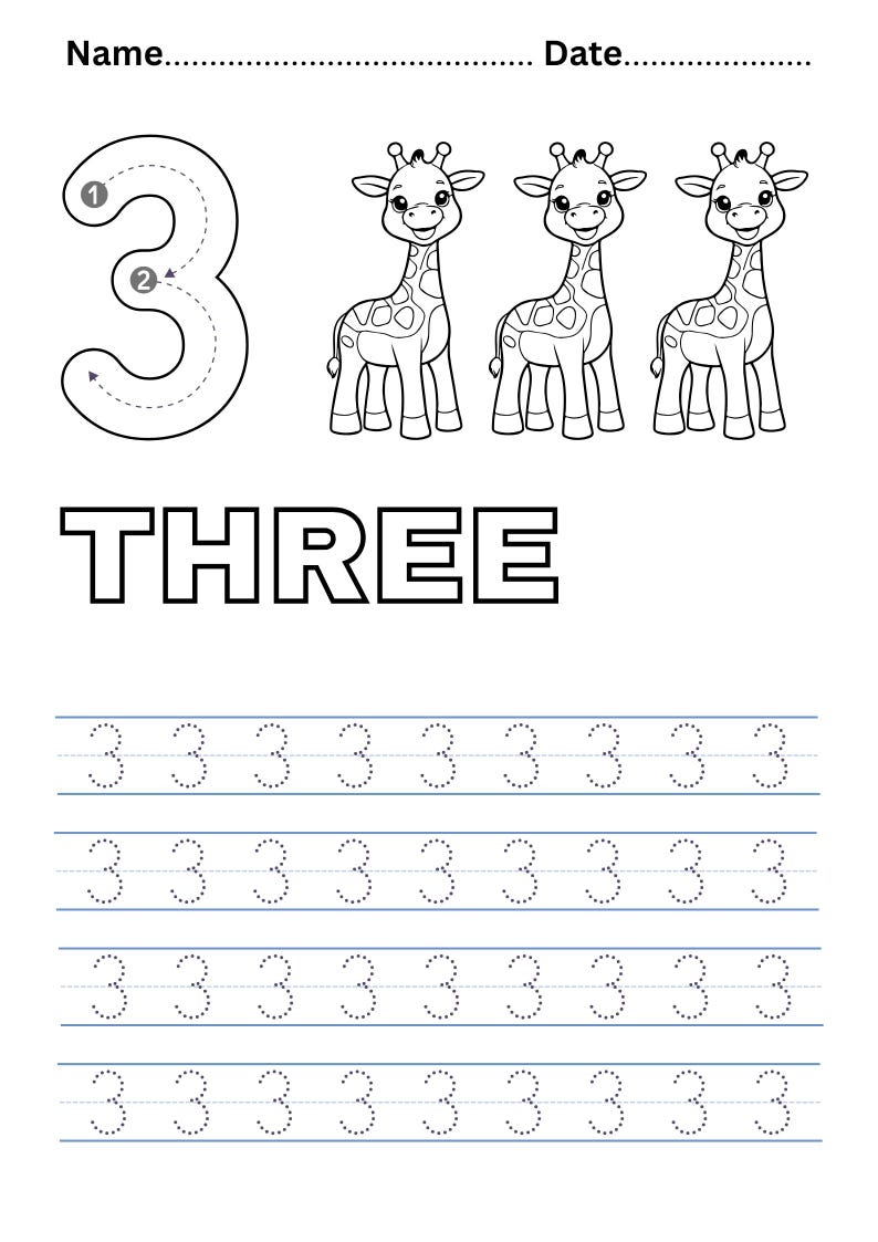Number Tracing Worksheets 1–10 Preschool Counting Practice Printable ...