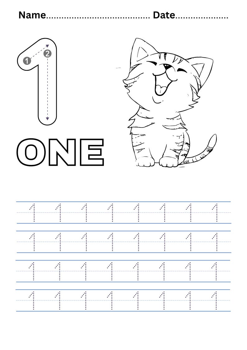 Number Tracing Worksheets 1–10 Preschool Counting Practice Printable ...