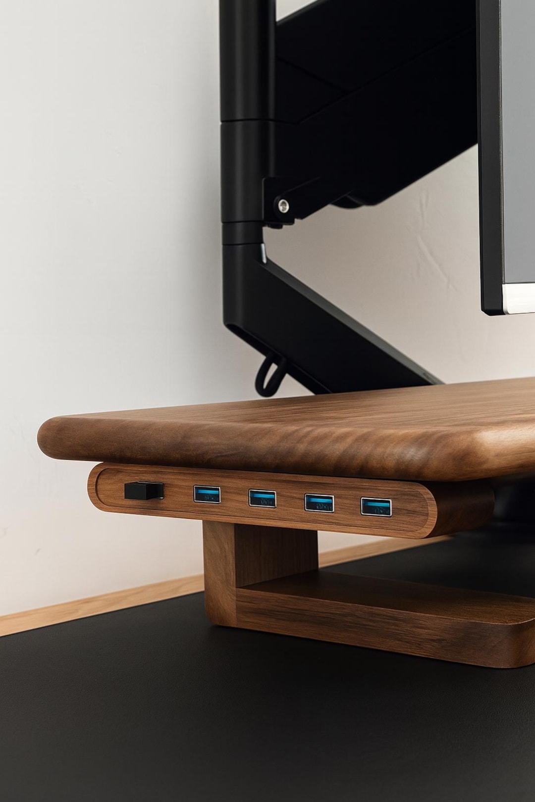 Black Walnut USB 3.0 Hub – 4-port Extension Dock, Solid Wood Laptop ...