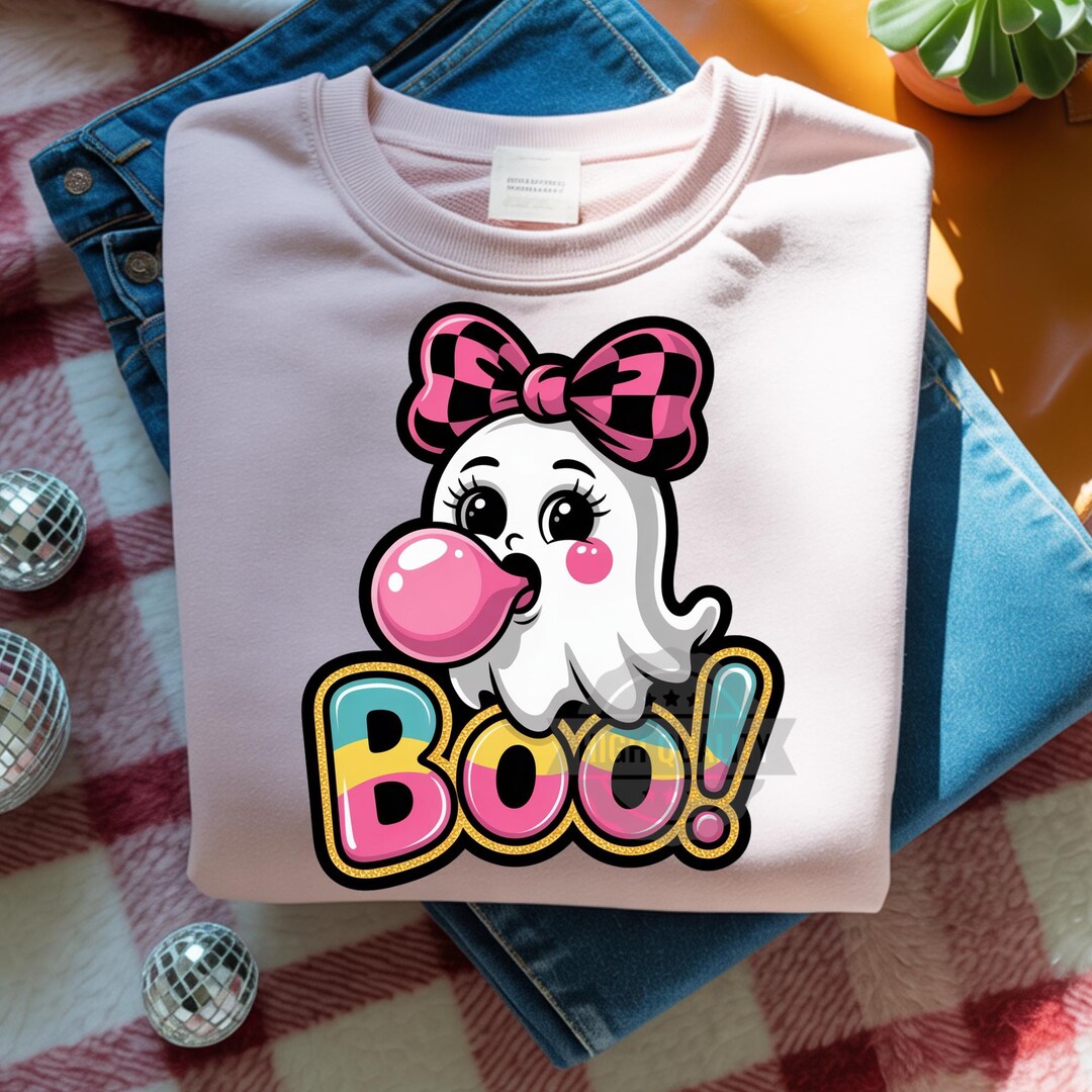Bubblegum Ghost Png, Pink Checkered Bow Svg, Cute Girly Ghost Png, Neon ...