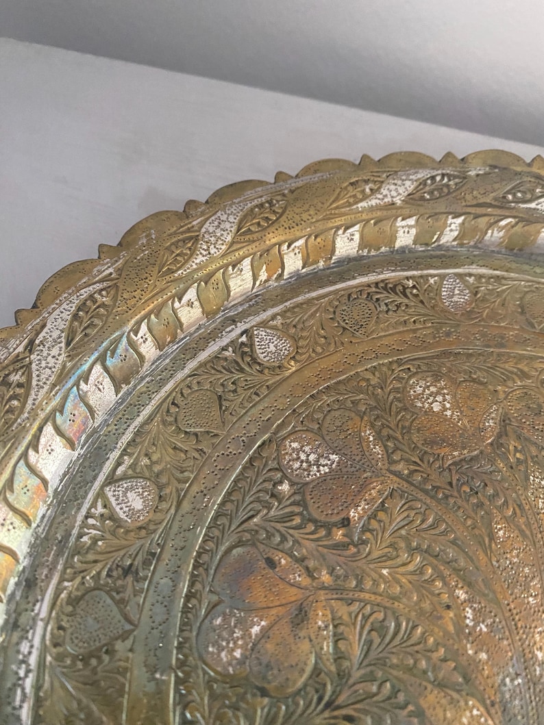 Vintage Brass Islamic Engraved Plate - Etsy