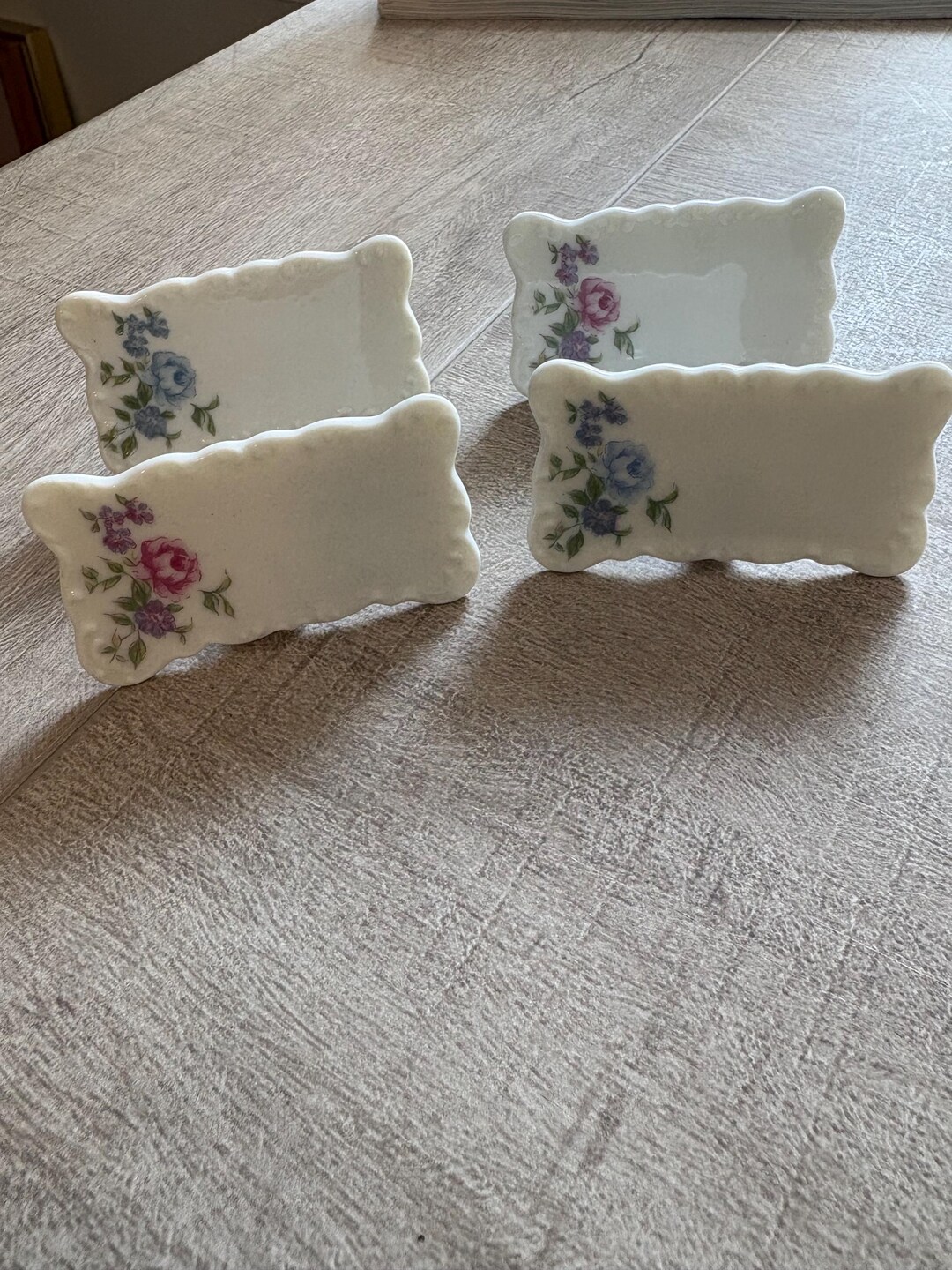 Set of 4 Vintage Shafford Japan Porcelain Floral Roses Place Card ...