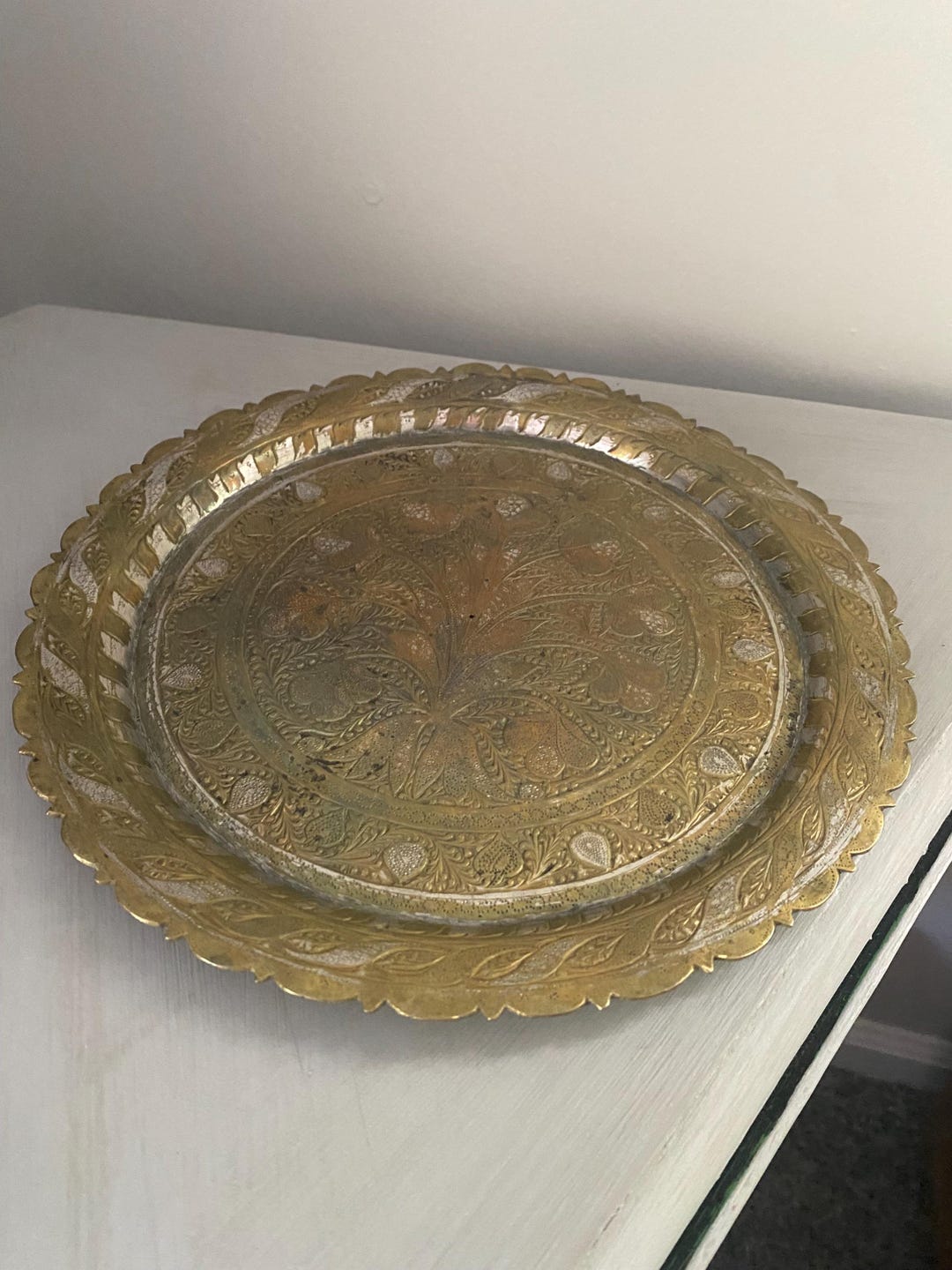 Vintage Brass Islamic Engraved Plate - Etsy