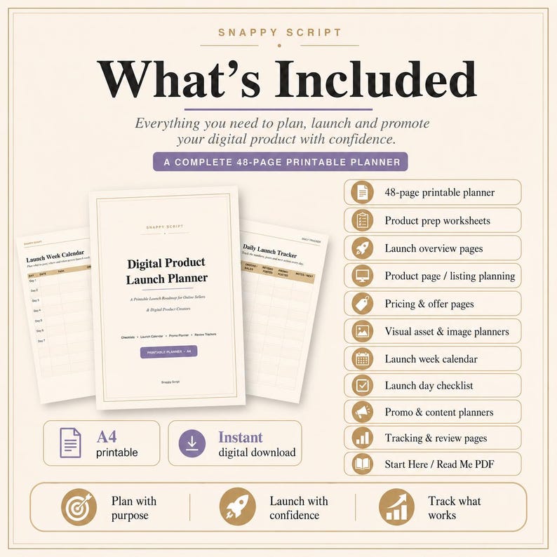 Digital Product Launch Planner, Printable Roadmap, Creator Checklist ...