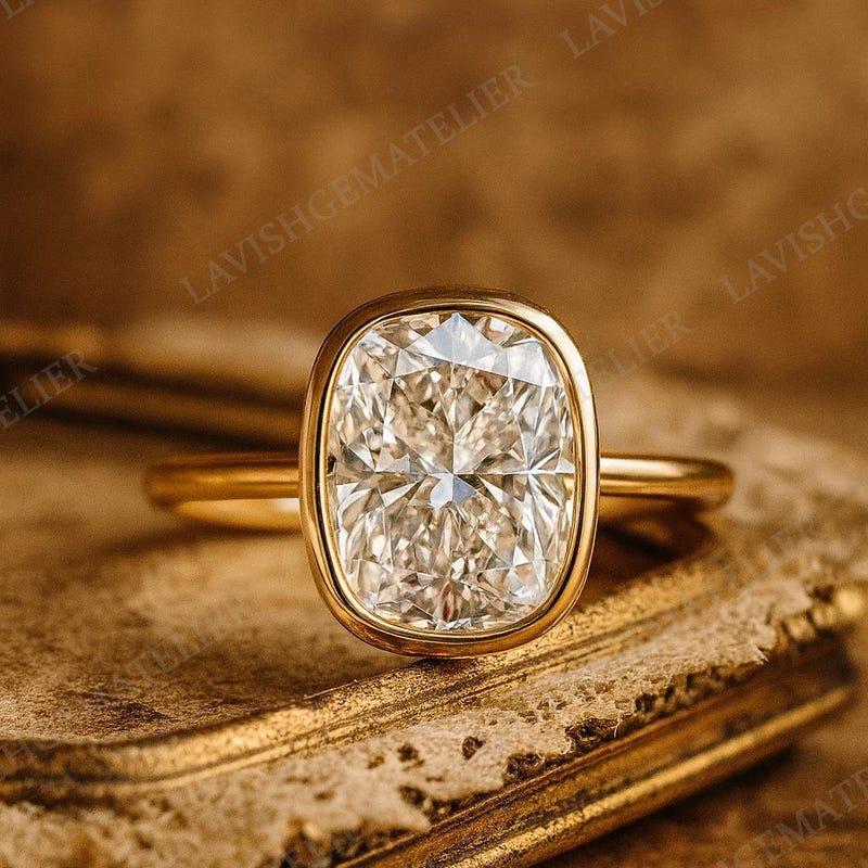 Cushion Bevel Ring - Etsy