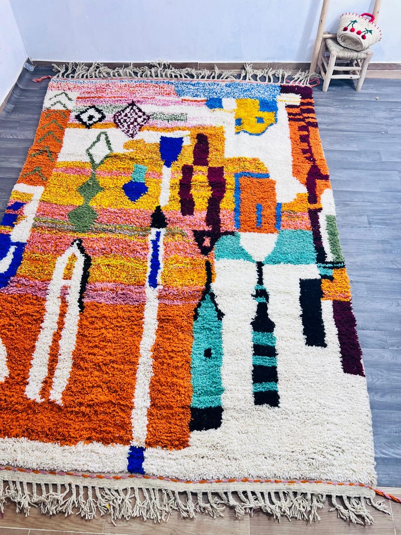 Boujad Rug – Authentic Moroccan Handwoven Carpet, Colorful Boho Area ...