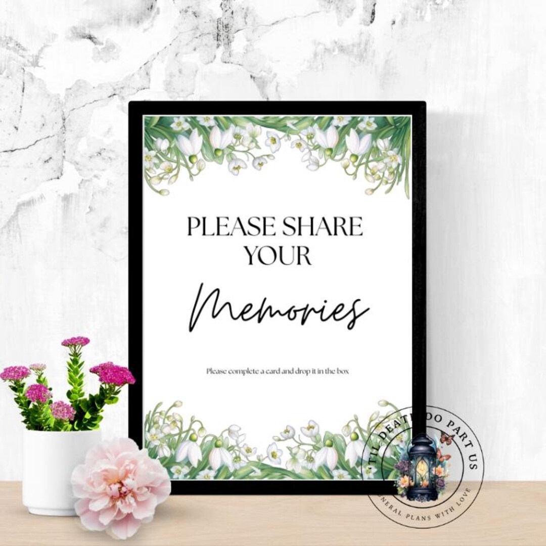 Snowdrop Themed - Share a Memory Sign – Funeral & Celebration of Life ...