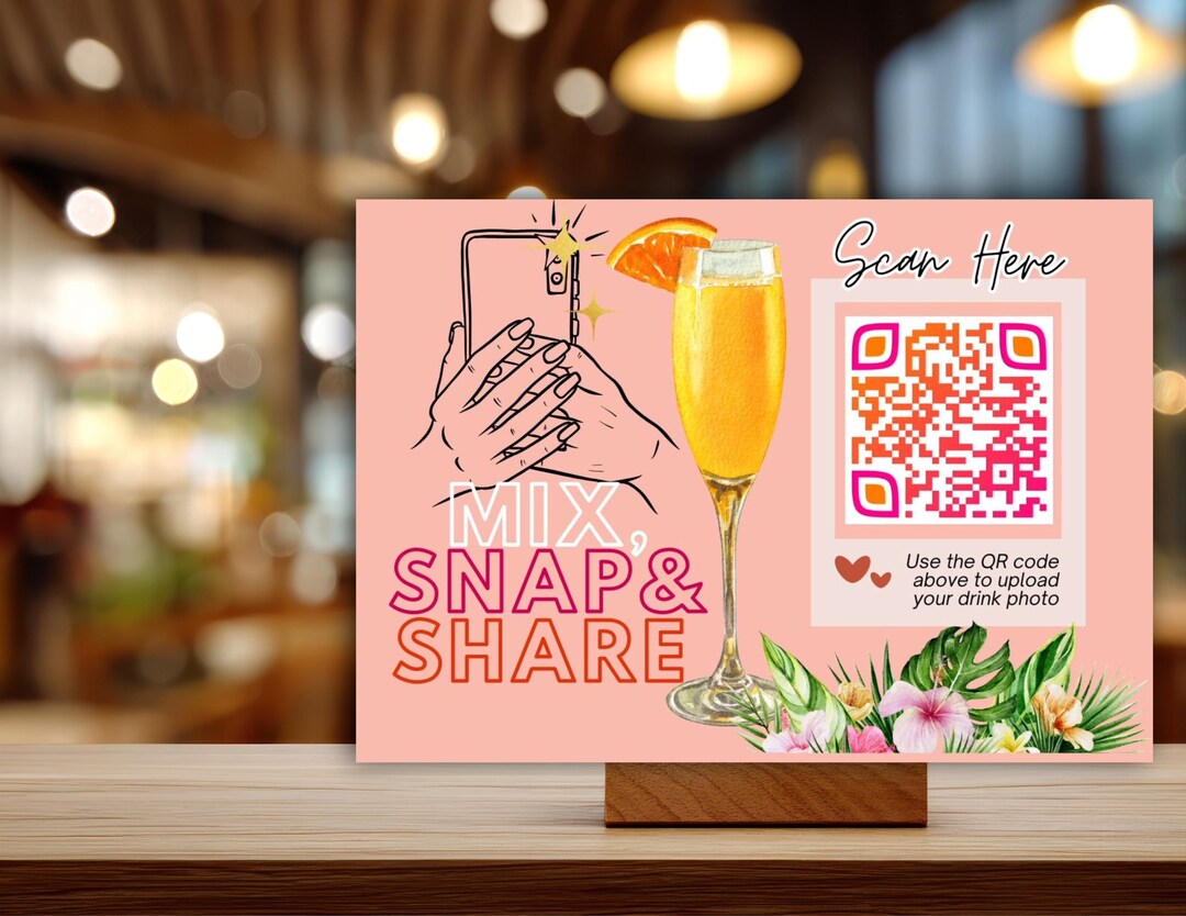 Printable Cocktail QR Code Sign - FUN Wedding Cocktail Activity - Mix ...