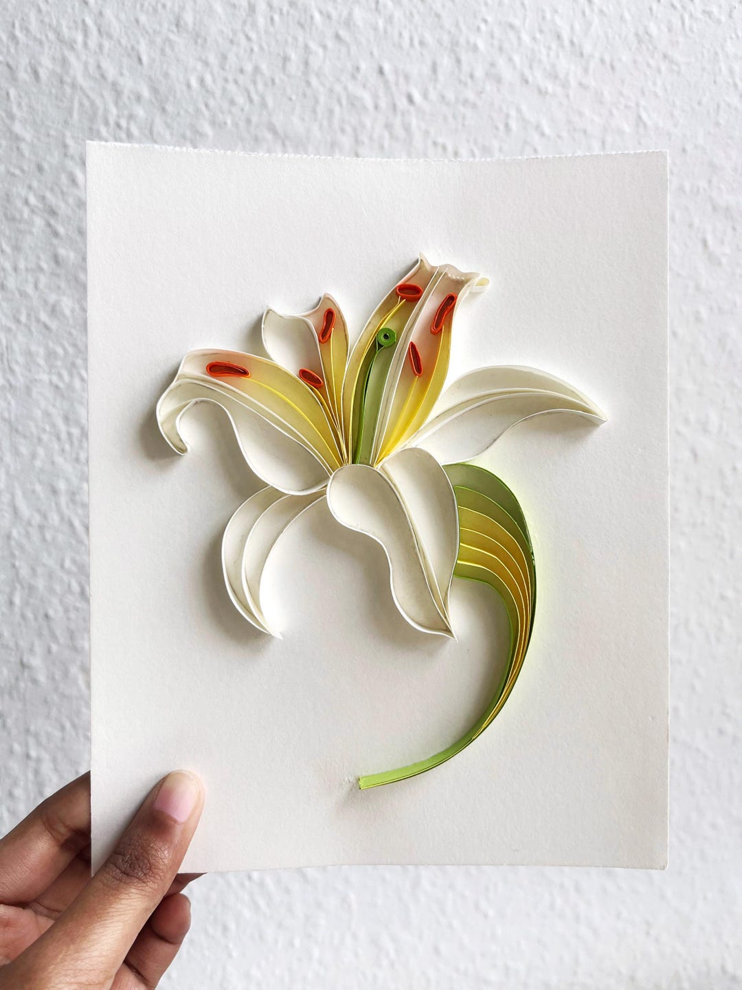 Paper Quilled Lily Art: A5 Floral Wall Decor, Handmade Greeting Card ...