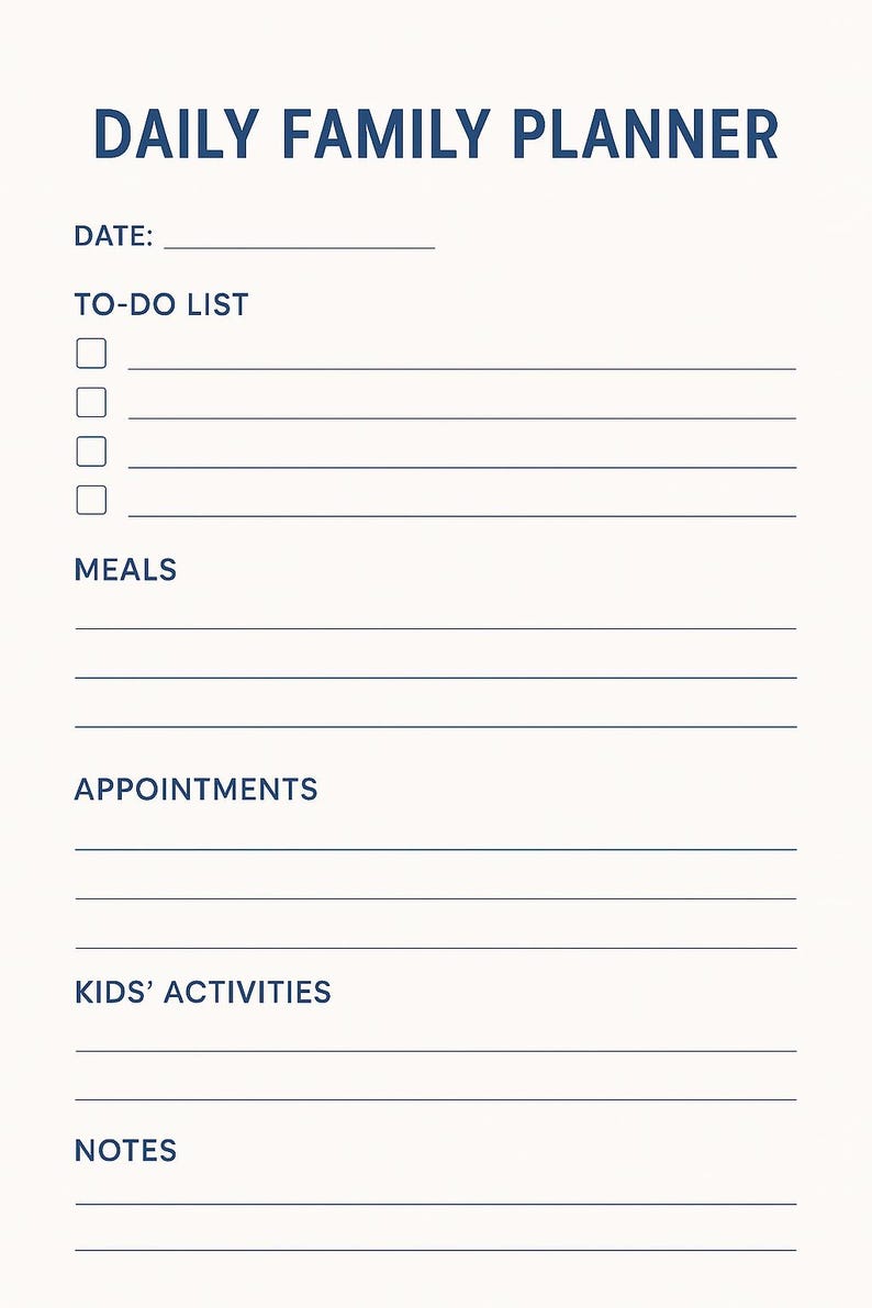 Daily Family Planner – Printable PDF – Instant Download for Busy ...