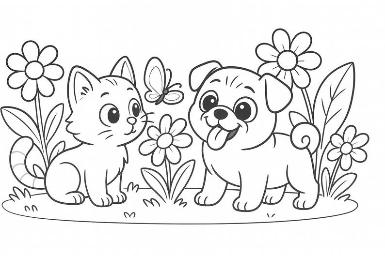 Whisker & Waggles Garden Friends Coloring Book – Printable PDF for Kids ...