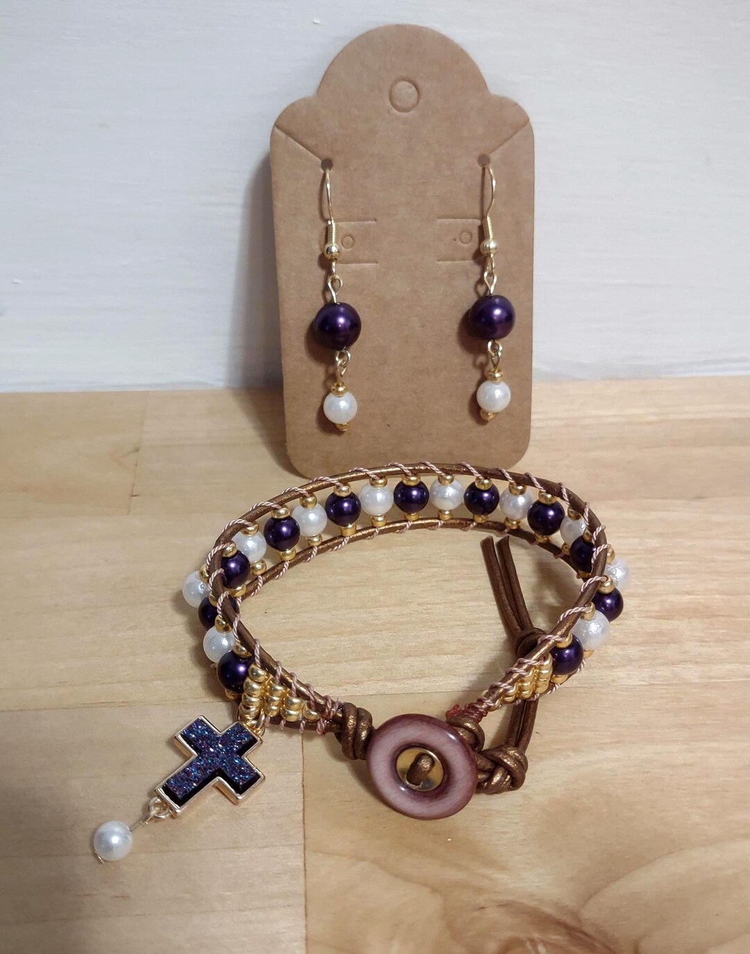 Posh Purple Gold and Pearl Jewelry Set - Etsy
