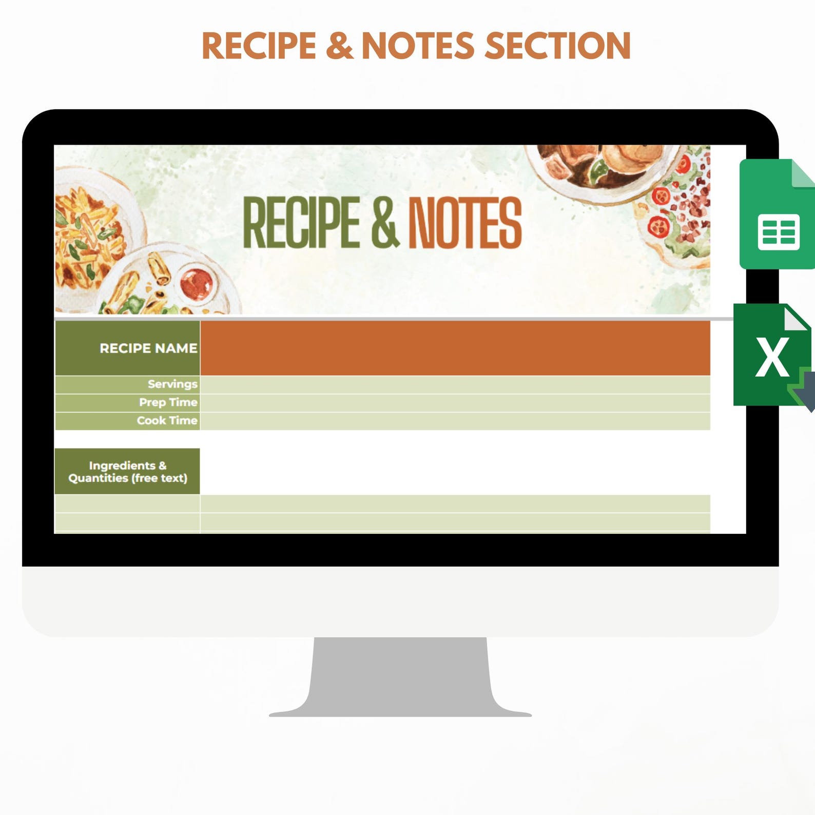 Recipe Cost Calculator Google Sheets Spreadsheet for Cooking & Baking ...