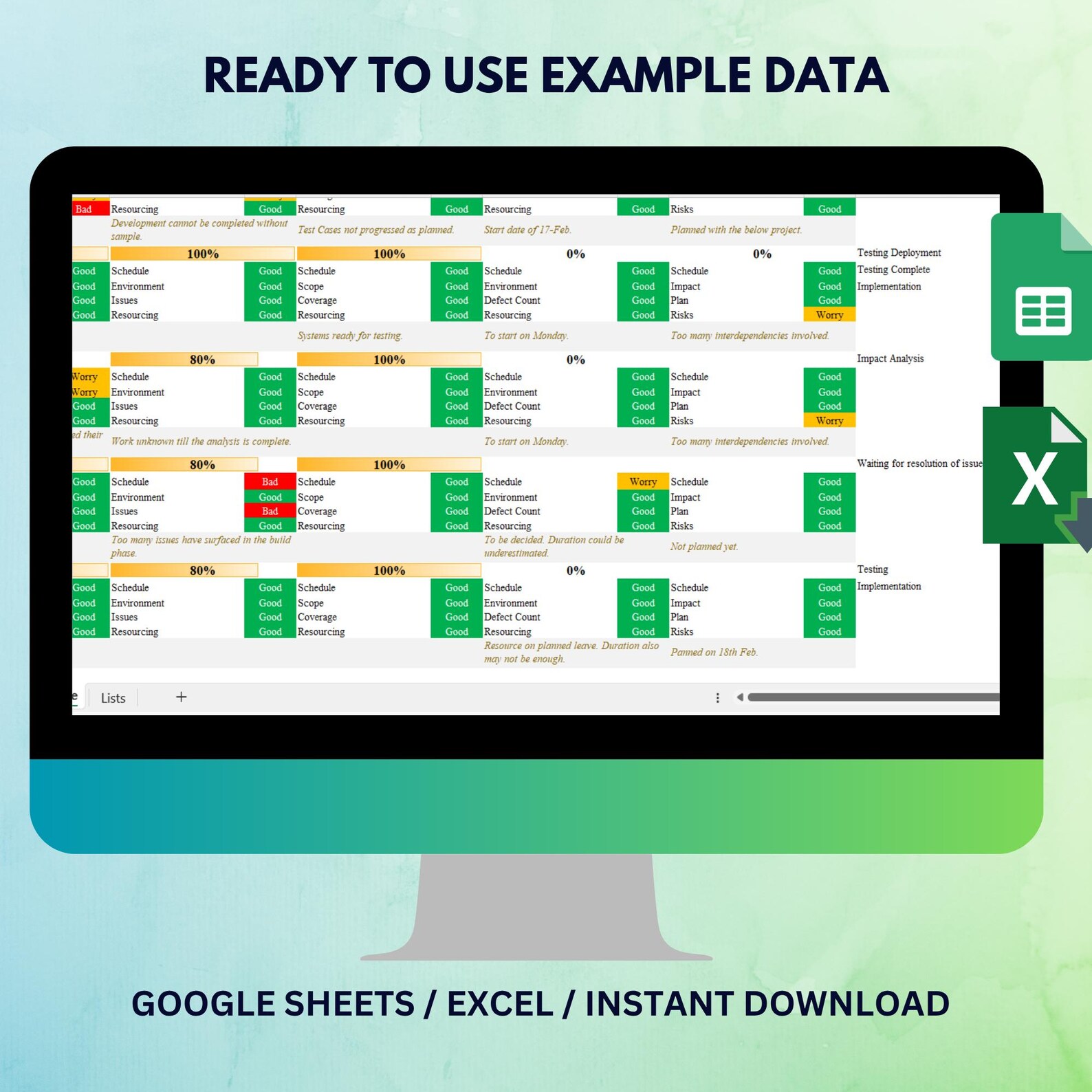 Multiple Project Tracker Excel Template | Task & Deadline Planner ...