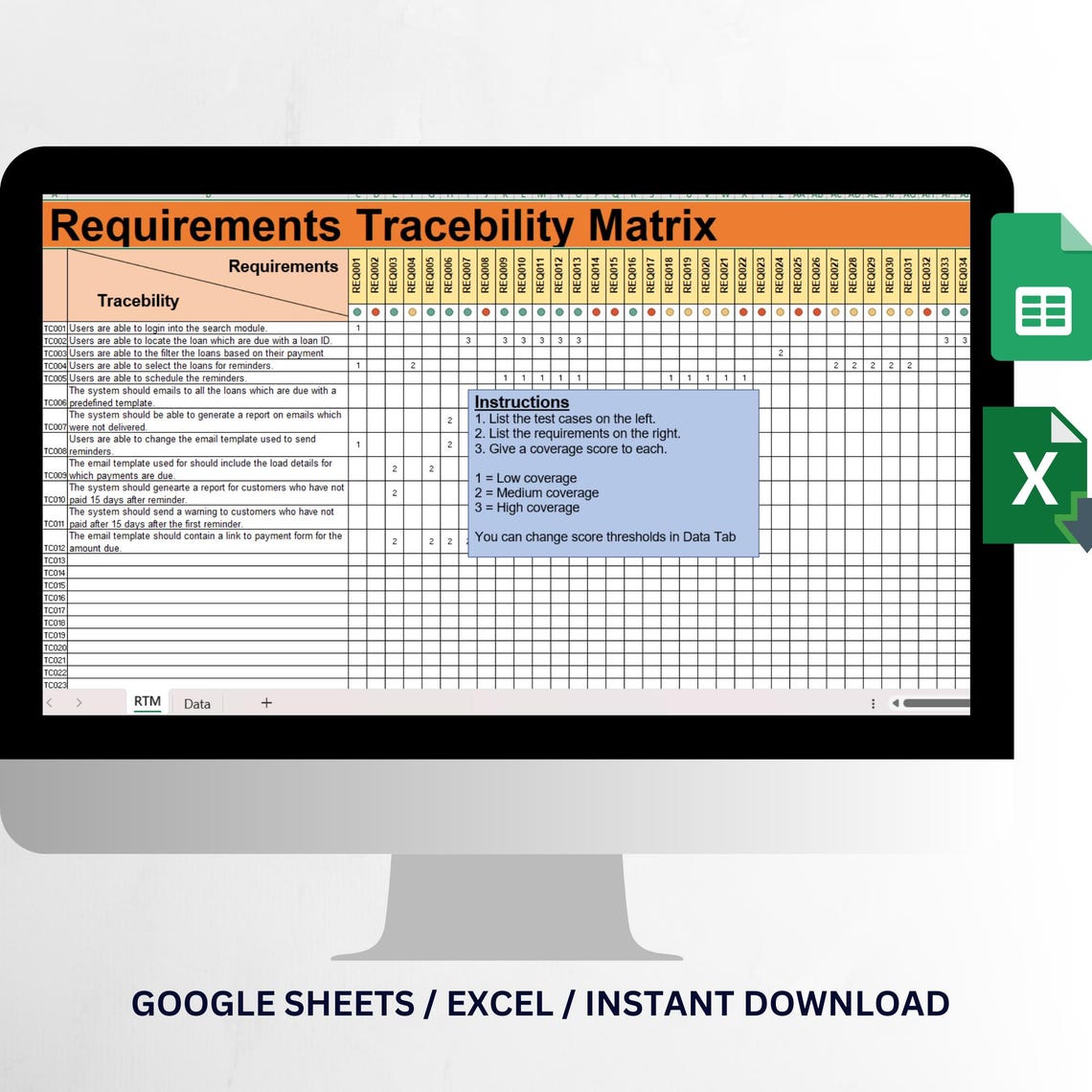 Requirements Traceability Matrix Excel Spreadsheet, Project Management ...
